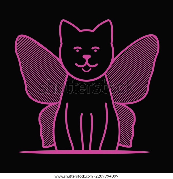 Cat Angel Wings Vector Art Design Stock Vector (Royalty Free ...
