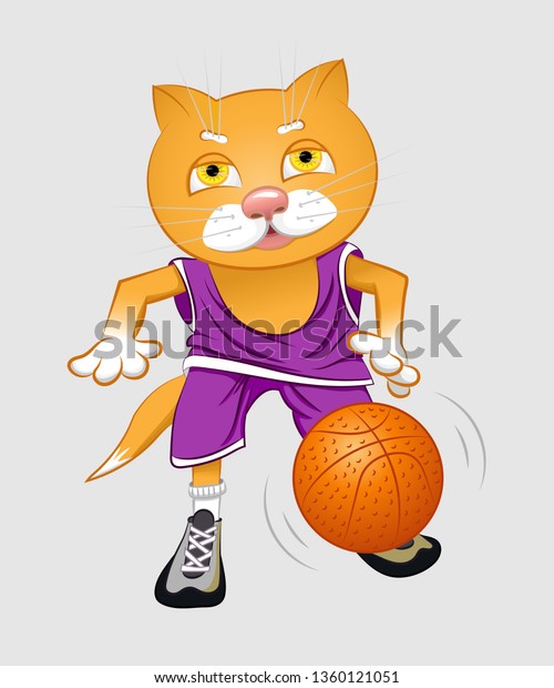 Cat Basketball Player Vector Image Ginger Stock Vector (Royalty Free ...