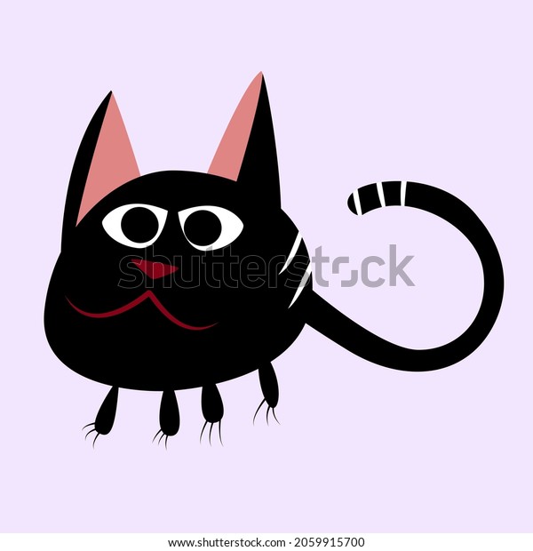 Cat Black Funny Cartoon Vector Illustration Stock Vector (Royalty Free ...