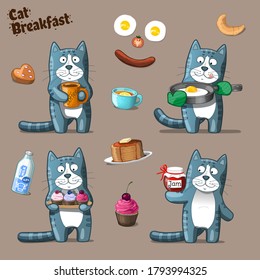 Cat Breakfast Vector Clip Art Stock Vector (Royalty Free) 1793994325 ...