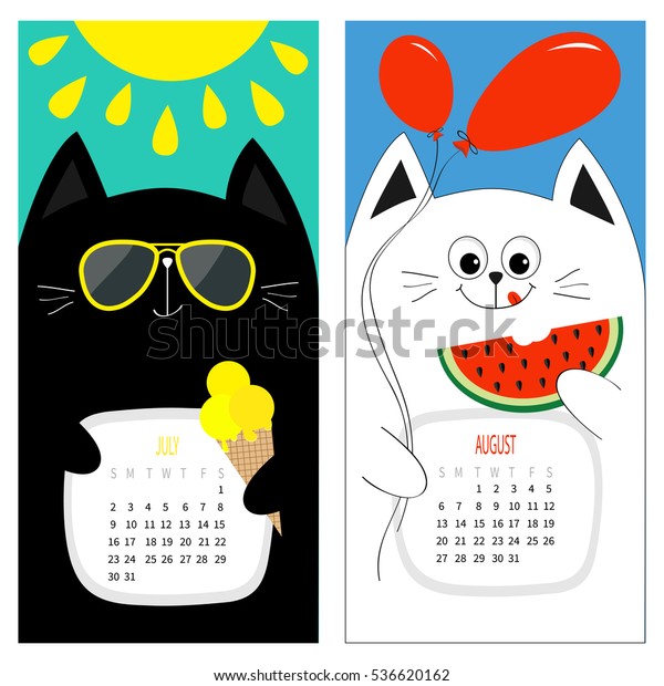 Cat Calendar 2017 Cute Funny Cartoon Stock Vector (Royalty Free ...