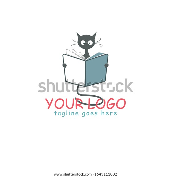 Cat Cartoon Book Logo Stock Vector (Royalty Free) 1643111002 | Shutterstock
