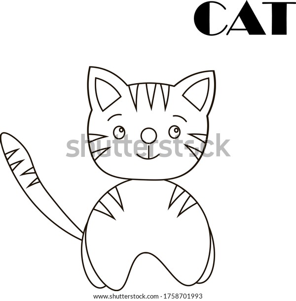 Cat Coloring Page Children Vector Illustration Stock Vector (Royalty ...