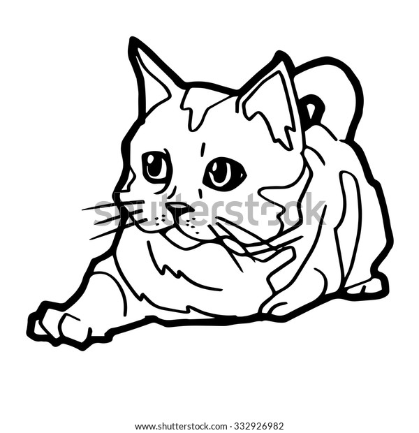 Cat Coloring Page Vector 스톡 벡터(로열티 프리) 332926982 | Shutterstock