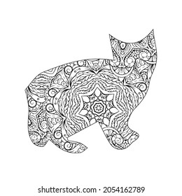 Cat Coloring Page Vector Illustration Stock Vector (Royalty Free ...