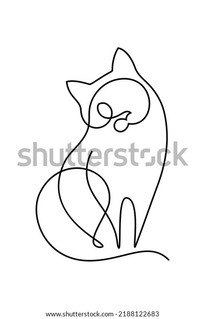 Cat Continuous Line Art Drawing Style Stock Vector (Royalty Free ...