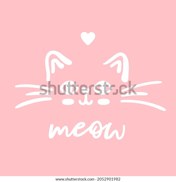 Cara linda de gato miow ilustración: vector de stock (libre de regalías ...
