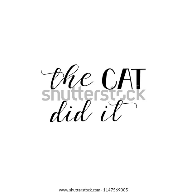 Cat Did Lettering Hand Drawn Vector Stock Vector (Royalty Free ...