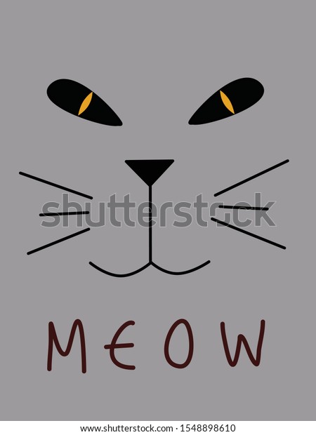 Cat Evil Face Meow Gray Background Stock Vector (Royalty Free ...