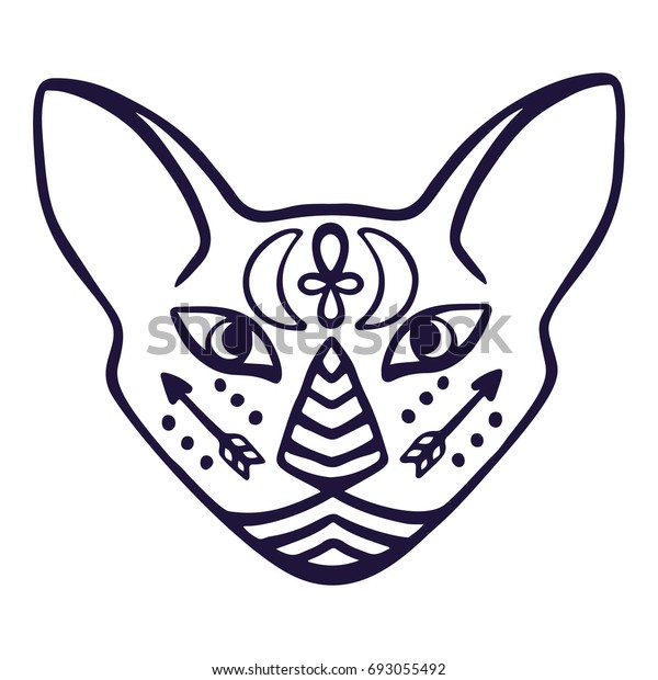 Cat Face Vector Sacred Animal Ancient Stock Vector (Royalty Free) 693055492