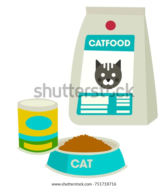 Cat Food Plate Isolated Vector Illustration Stock Vector (Royalty Free ...