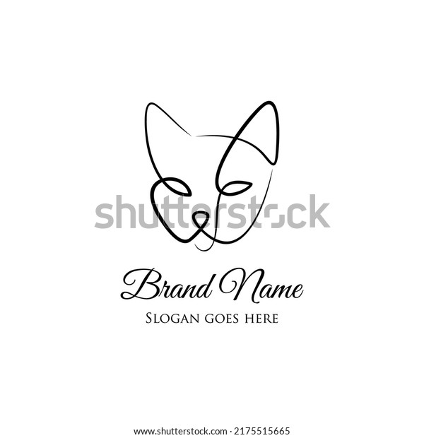 Cat Head Line Art Logo Stock Vector (Royalty Free) 2175515665 ...