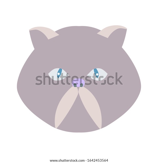 Cat Head Violet Cartoons Flat Design Stock Vector (Royalty Free ...