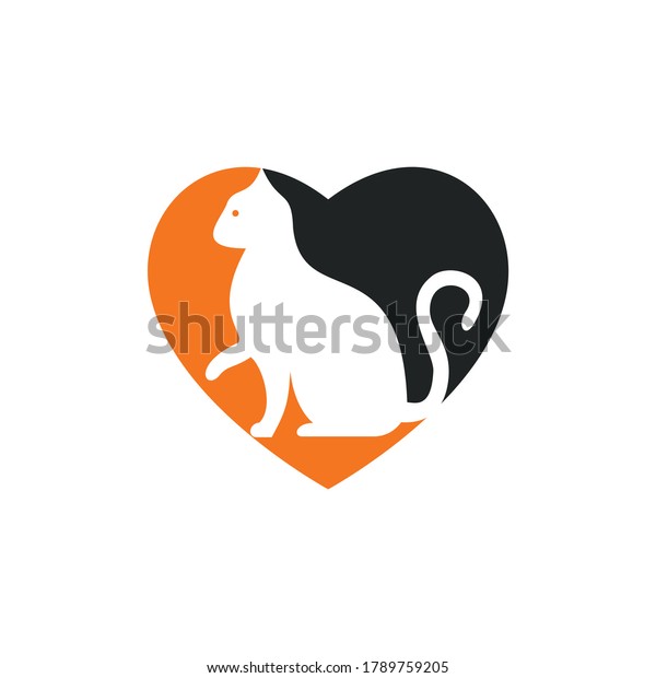 Cat Heart Shape Vector Logo Design Stock Vector (Royalty Free ...