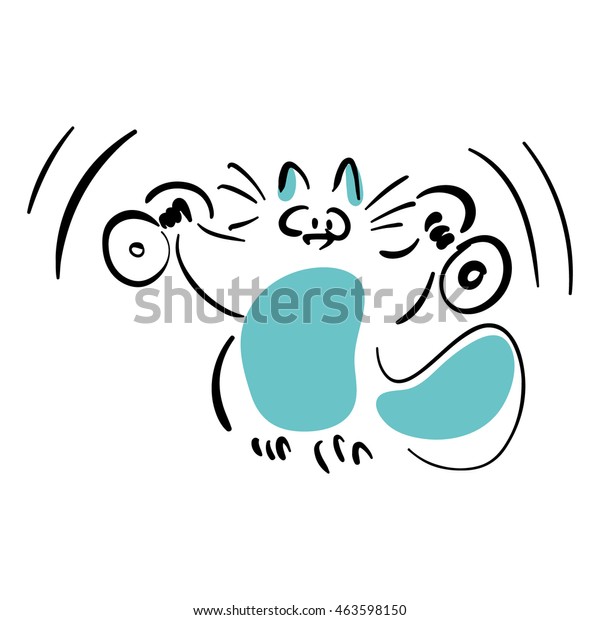 Cat Holding Two Dumbbells Stock Vector (Royalty Free) 463598150 ...