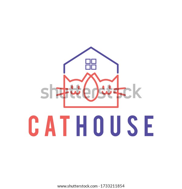 Cat House Logo Design Vector Template Stock Vector (Royalty Free ...
