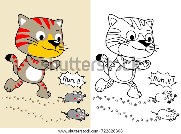 Cat Hunting Mice Vector Cartoon Illustration Stock Vector (Royalty Free ...