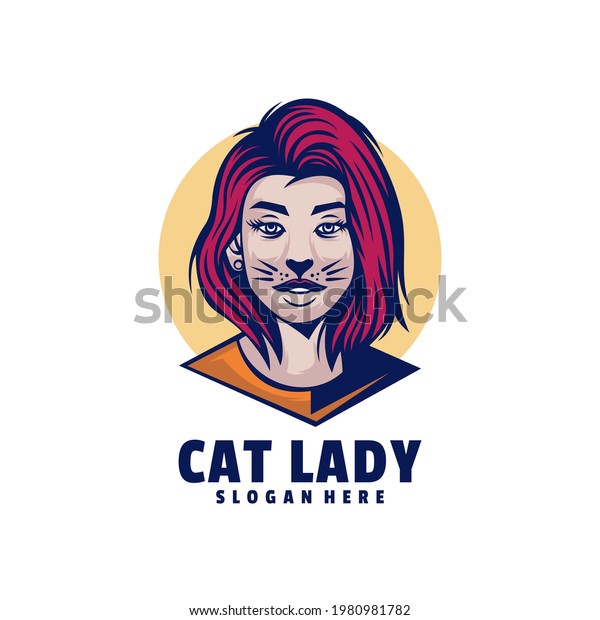 Cat Lady Logo Design Vector Stock Vector (Royalty Free) 1980981782 ...