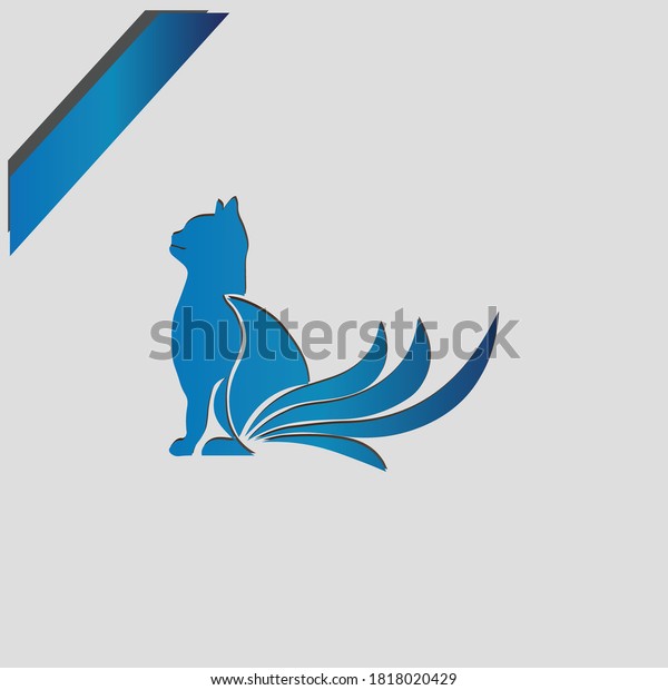 Cat Logo Illustration Blue Cat Logo Stock Vector (Royalty Free ...