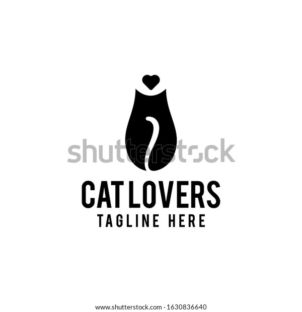 Cat Lovers Logo Design Cat Heart Stock Vector (Royalty Free) 1630836640 ...