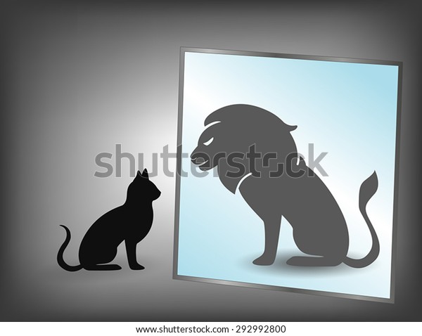 Cat Mirror Stock Vector (Royalty Free) 292992800