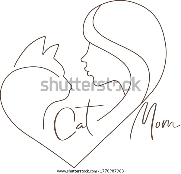 Cat Mom Line Art Logo Vector Stock Vector (Royalty Free) 1770987983 ...