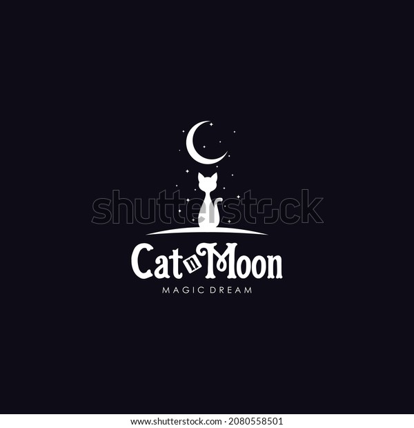 Cat Moon Logo Design Inspiration Stock Vector (Royalty Free) 2080558501 ...