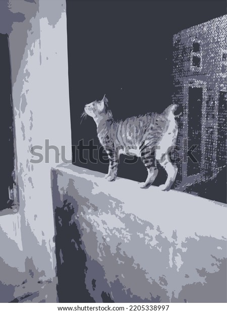 Cat On Wall Stock Vector (Royalty Free) 2205338997 | Shutterstock
