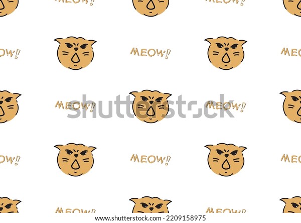 Cat Orange Angry Face Meow Pattern Stock Vector (Royalty Free ...