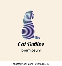Cat Outline Logo Symbol Template Design Stock Vector (Royalty Free ...
