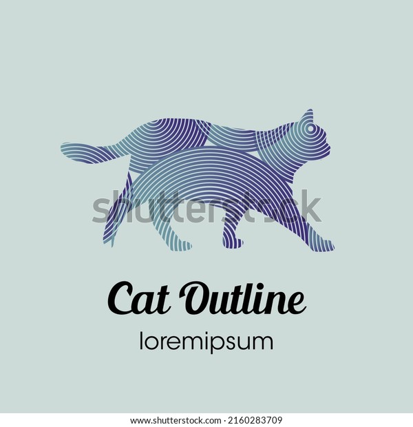Cat Outline Logo Symbol Template Design Stock Vector (Royalty Free ...