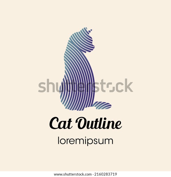 Cat Outline Logo Symbol Template Design Stock Vector (Royalty Free ...