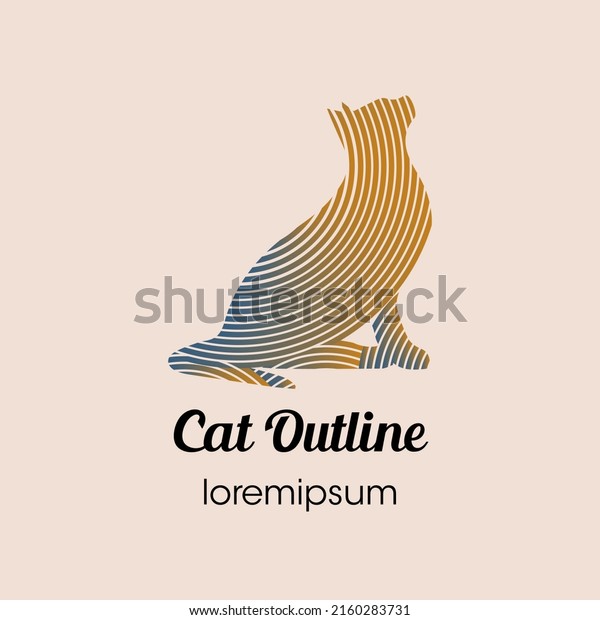Cat Outline Logo Symbol Template Design Stock Vector (Royalty Free ...