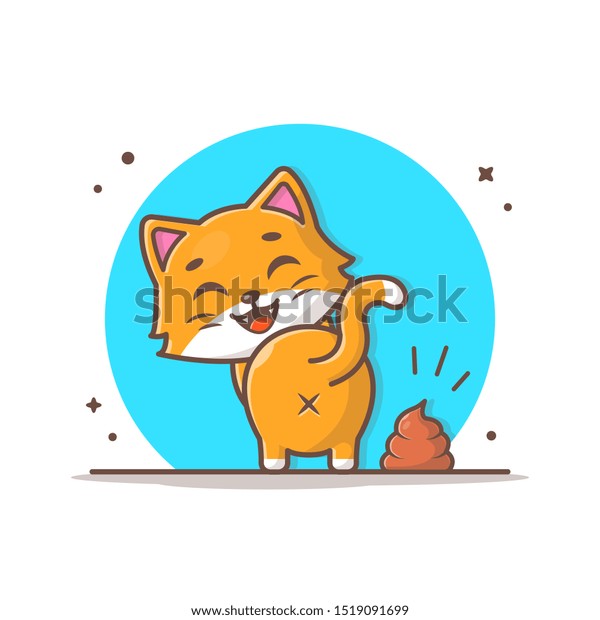 Cat Poops Vector Icon Illustration Cat Stock Vector (Royalty Free ...