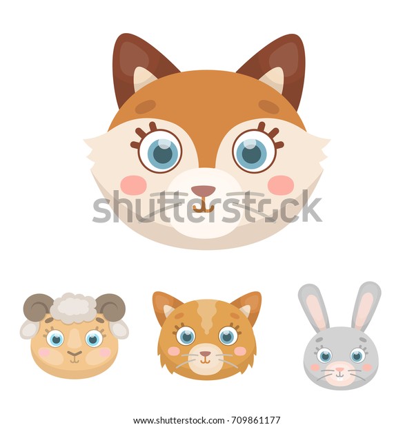 Cat Rabbit Fox Sheep Animals Muzzle Stock Vector (Royalty Free ...