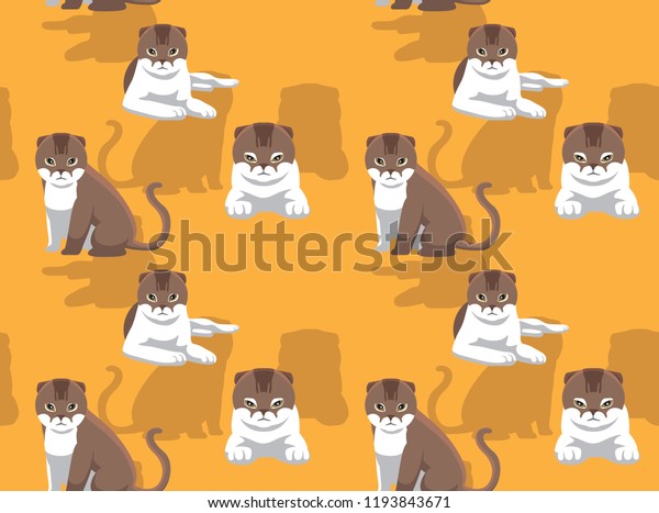 Cat Scottish Fold Cartoon Background Seamless Stock Vector (Royalty ...