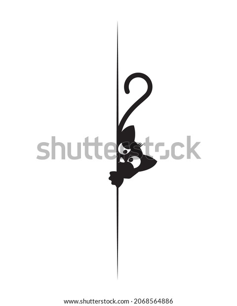 Cat Silhouette Behind Wall Vector Cute Stock Vector (Royalty Free ...