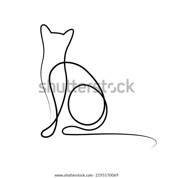 Cat Silhouette Continuous Line Art Drawing Stock Vector (Royalty Free ...