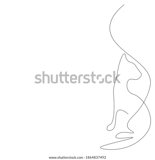 Cat Silhouette Line Drawing Vector Illustration: Vector có sẵn (miễn ...