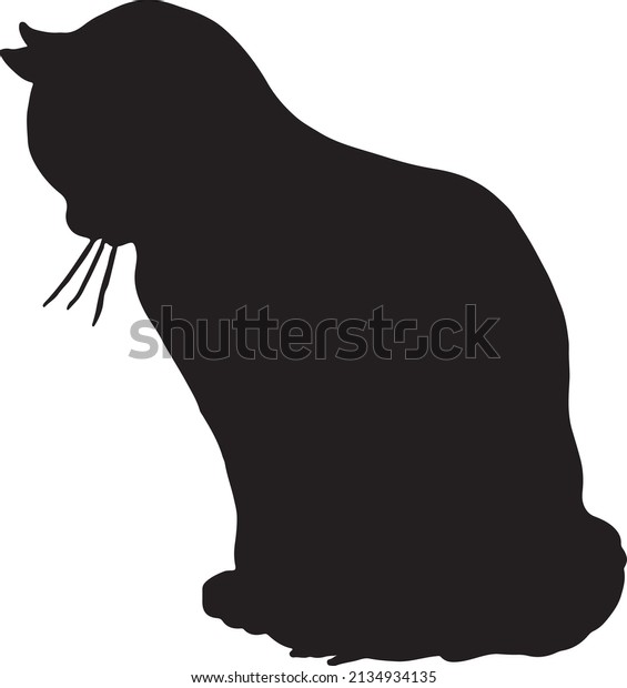 Cat Silhouette Vector Black White เวกเตอร์สต็อก ปลอดค่าลิขสิทธิ์