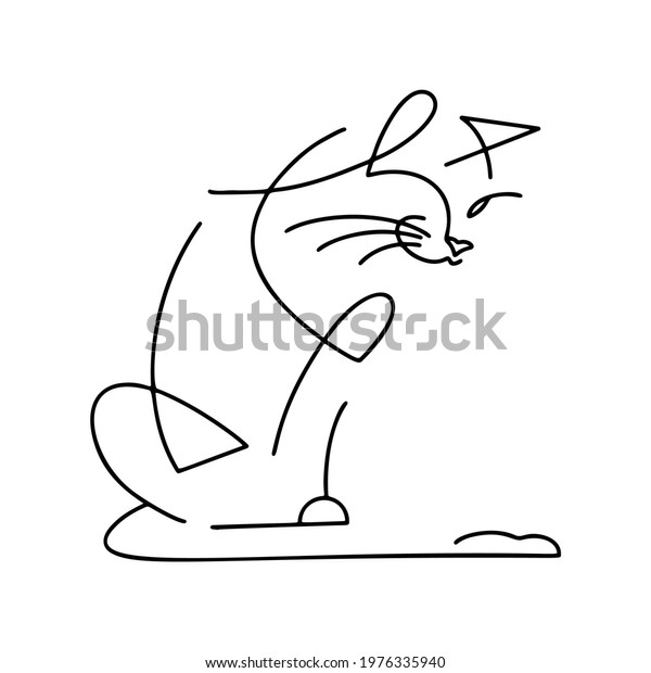 Cat Silhouette Vector Line Art Illustration Stock Vector (Royalty Free ...
