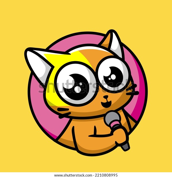 Cat Singing Cartoon Character Flat Design Stock Vector (Royalty Free ...