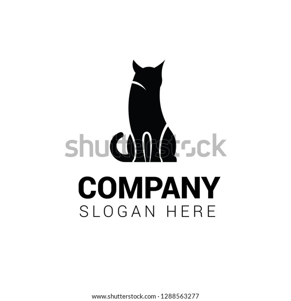 Cat Sitting Logo Template Isolated On Stock Vector (Royalty Free ...