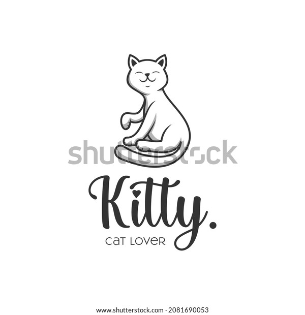Cat Sitting Smiling Logo Design Vector Stock Vector (Royalty Free ...