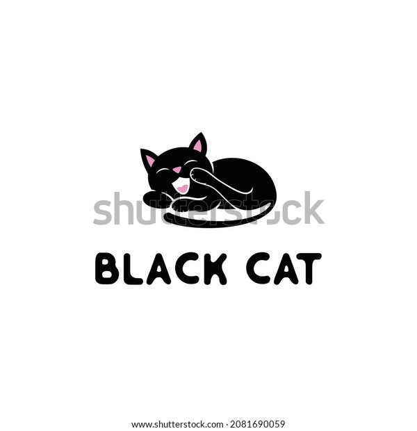 Cat Sitting Smiling Logo Design Vector Stock Vector (Royalty Free ...
