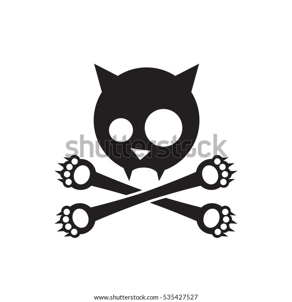 Cat Skull Crossbones Cross Paws Vector Stock Vector (Royalty Free ...