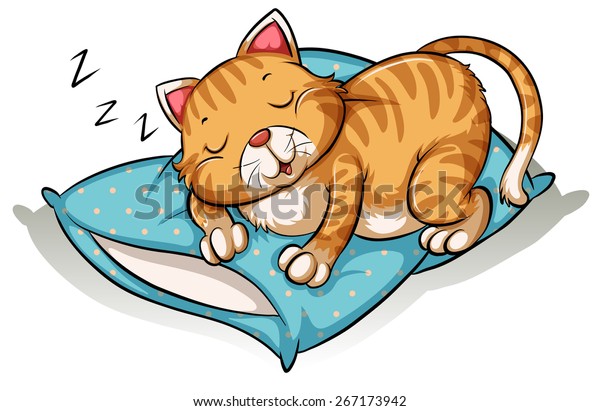 Cat Taking Nap On Pillow Stock Vector (Royalty Free) 267173942 ...