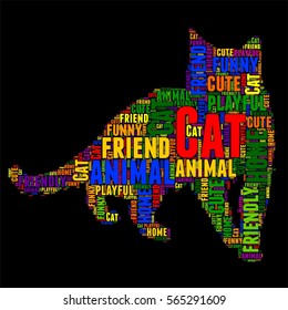 Cat Typography Word Cloud Colorful Vector Stock Vector (Royalty Free ...