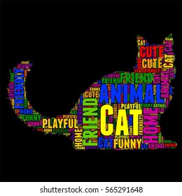 Cat Typography Word Cloud Colorful Vector Stock Vector (Royalty Free ...