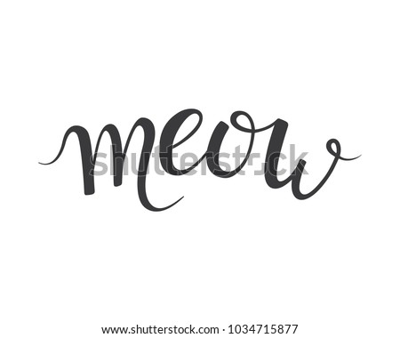 Cat Vector Hand Lettering Word Meow Vector de stock (libre de regalías ...